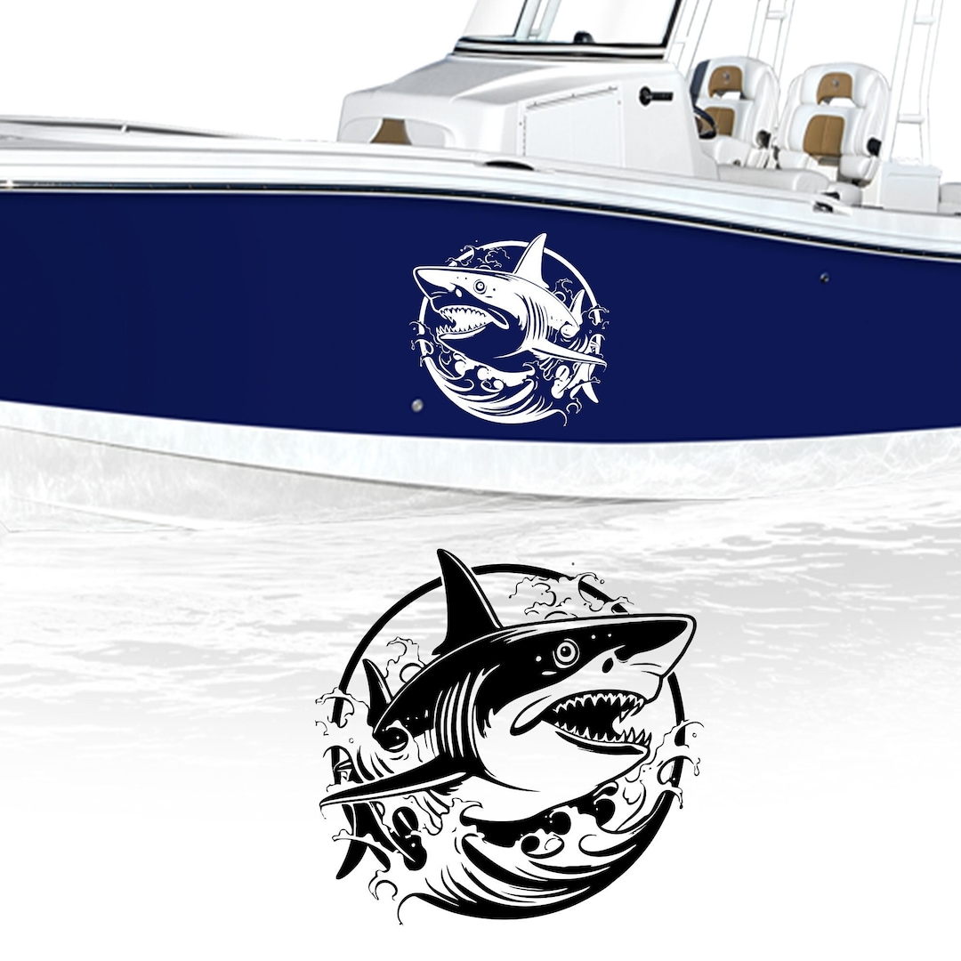 Shark Skull Boat Decal, Vinyl Decal, Boat Decal Sticker, Marine Decal ...