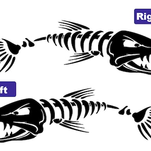 Large Fish Boat Decal With Custom Skull Design, Fish Skeleton Vinyl ...