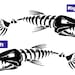 Large Fish Boat Decal With Custom Skull Design, Fish Skeleton Vinyl ...