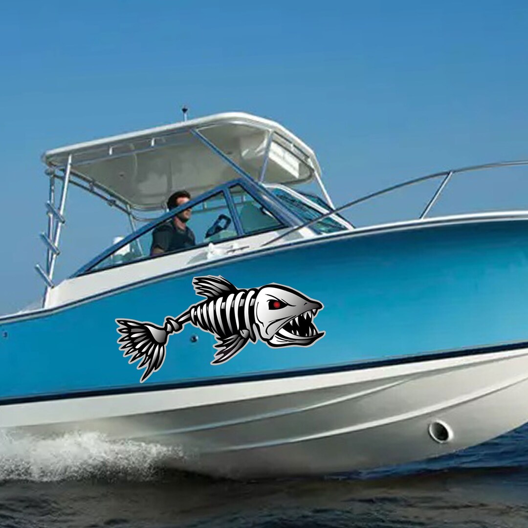 Red Eyed Fish Skull Boat Decal, Vinyl Decal, Boat Decal Sticker, Marine ...