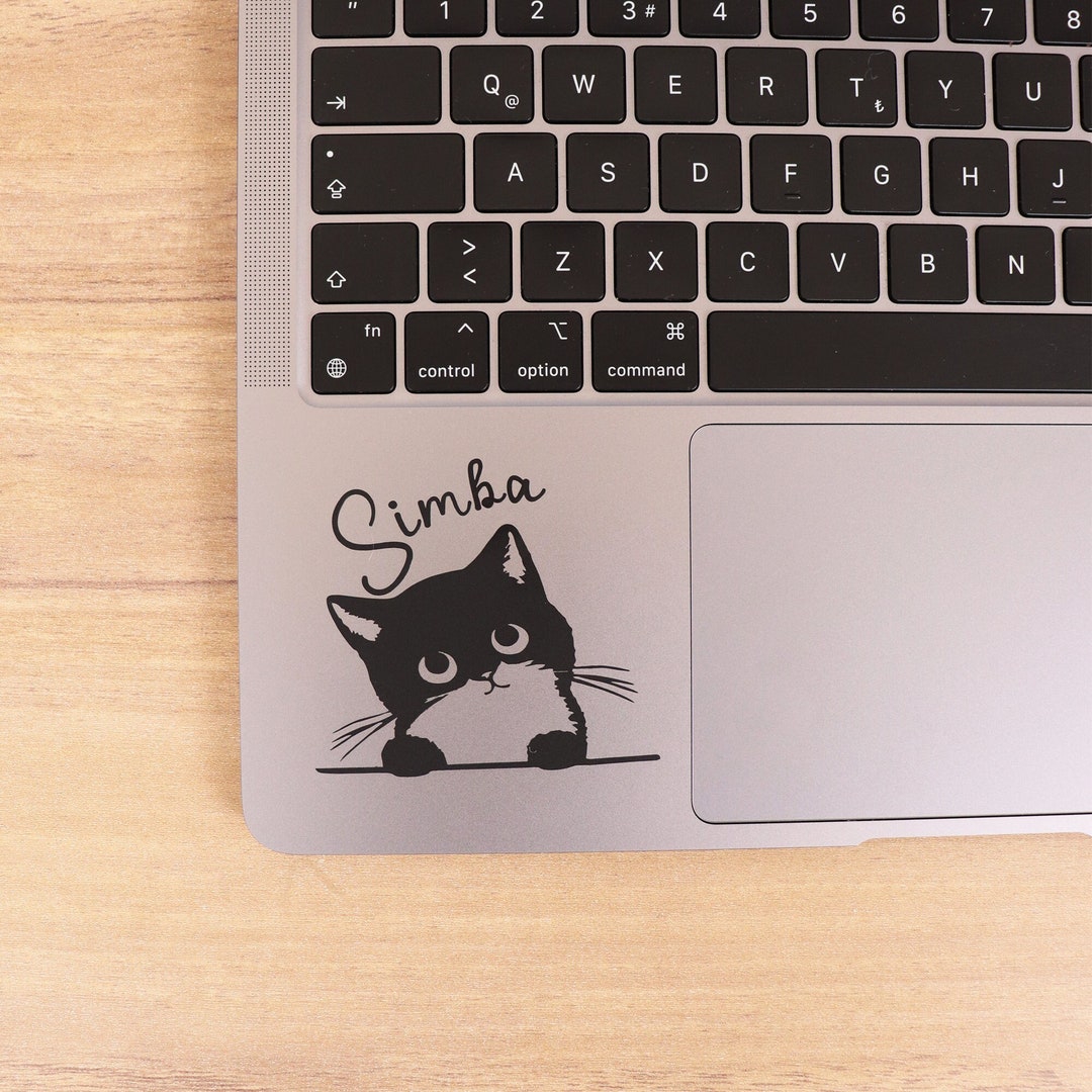 Cute Cat Laptop Sticker Vinyl Decal, Custom Color Personalized Sticker ...
