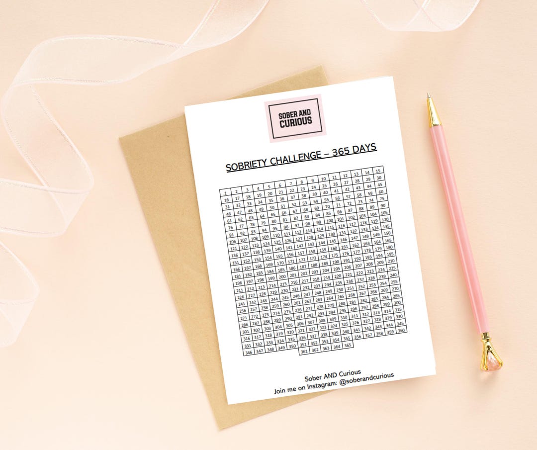 365 Day - 1 Year SOBER Tracker Challenge - Digital Download - Printable ...