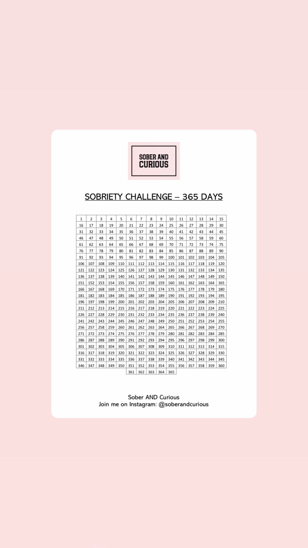 365 Day 1 Year SOBER Tracker Challenge Digital Download - Etsy