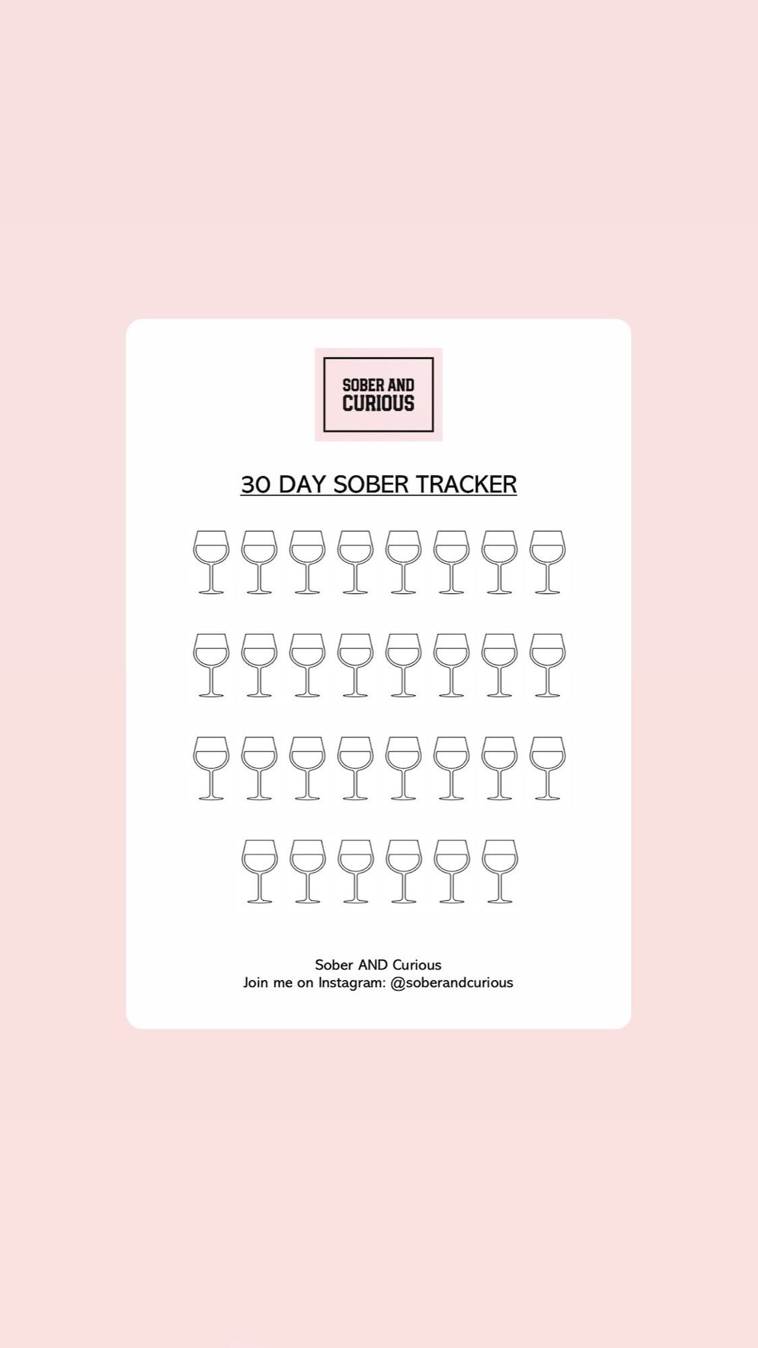 30 Day - SOBER Tracker Challenge - Digital Download - Etsy