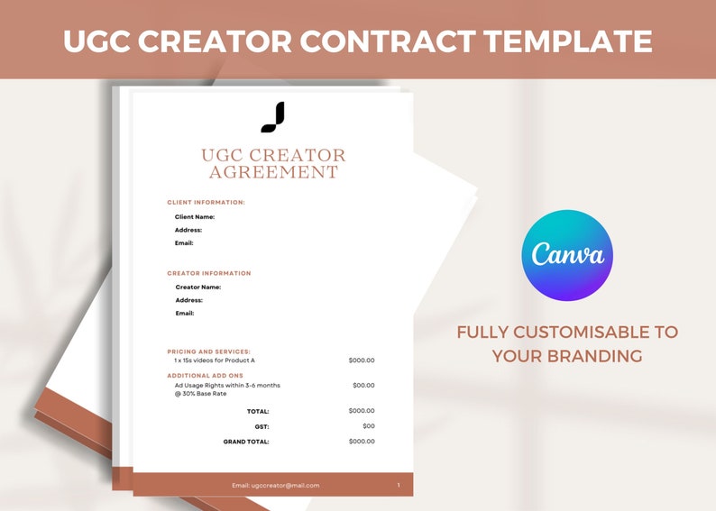 Professional UGC Creator Contract Template, UGC Template, UGC Contract ...