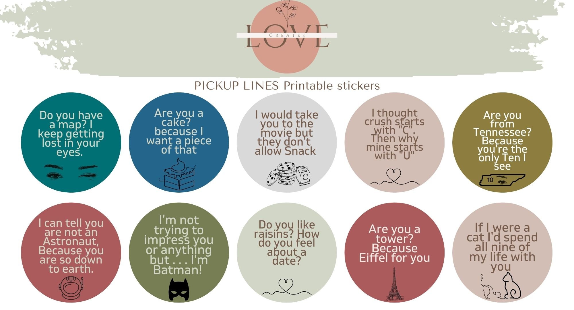 100+ Pickup Line Printable Set| Sticker Bundle| T-shirt| Mug| Laptop ...