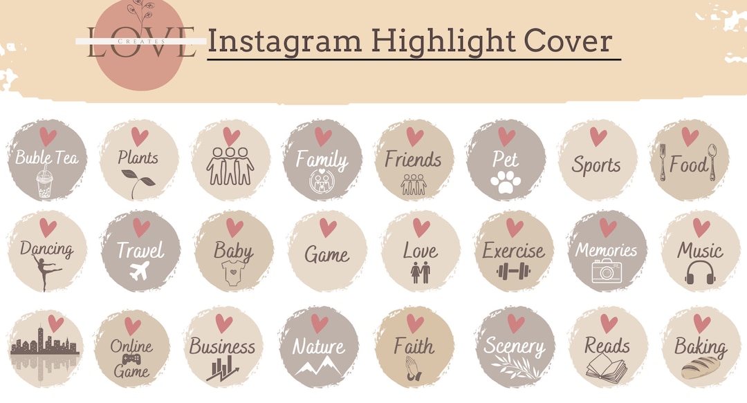 100+ Love Instagram Highlight Cover | Neutral Colors | Digital Product ...