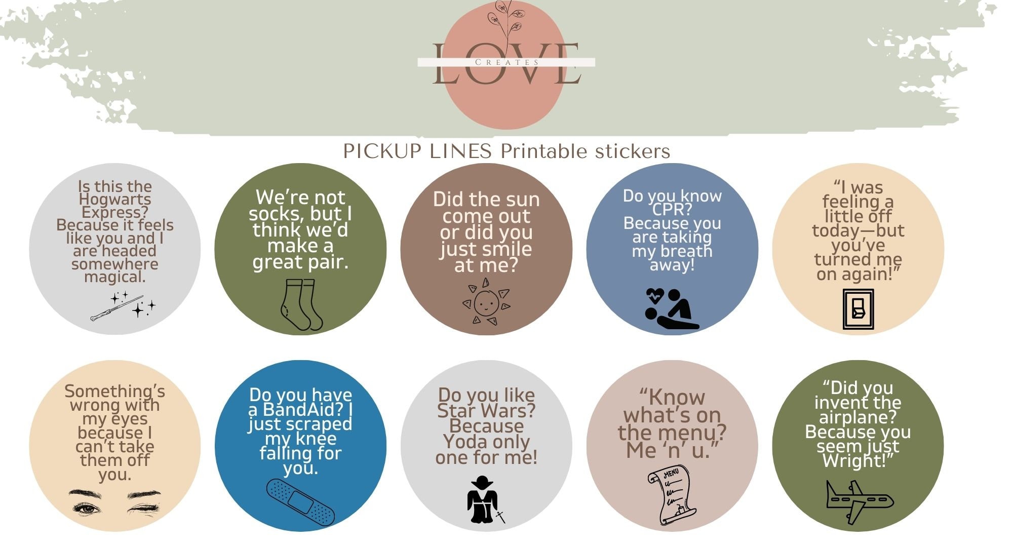 100+ Pickup Line Printable Set| Sticker Bundle| T-shirt| Mug| Laptop ...