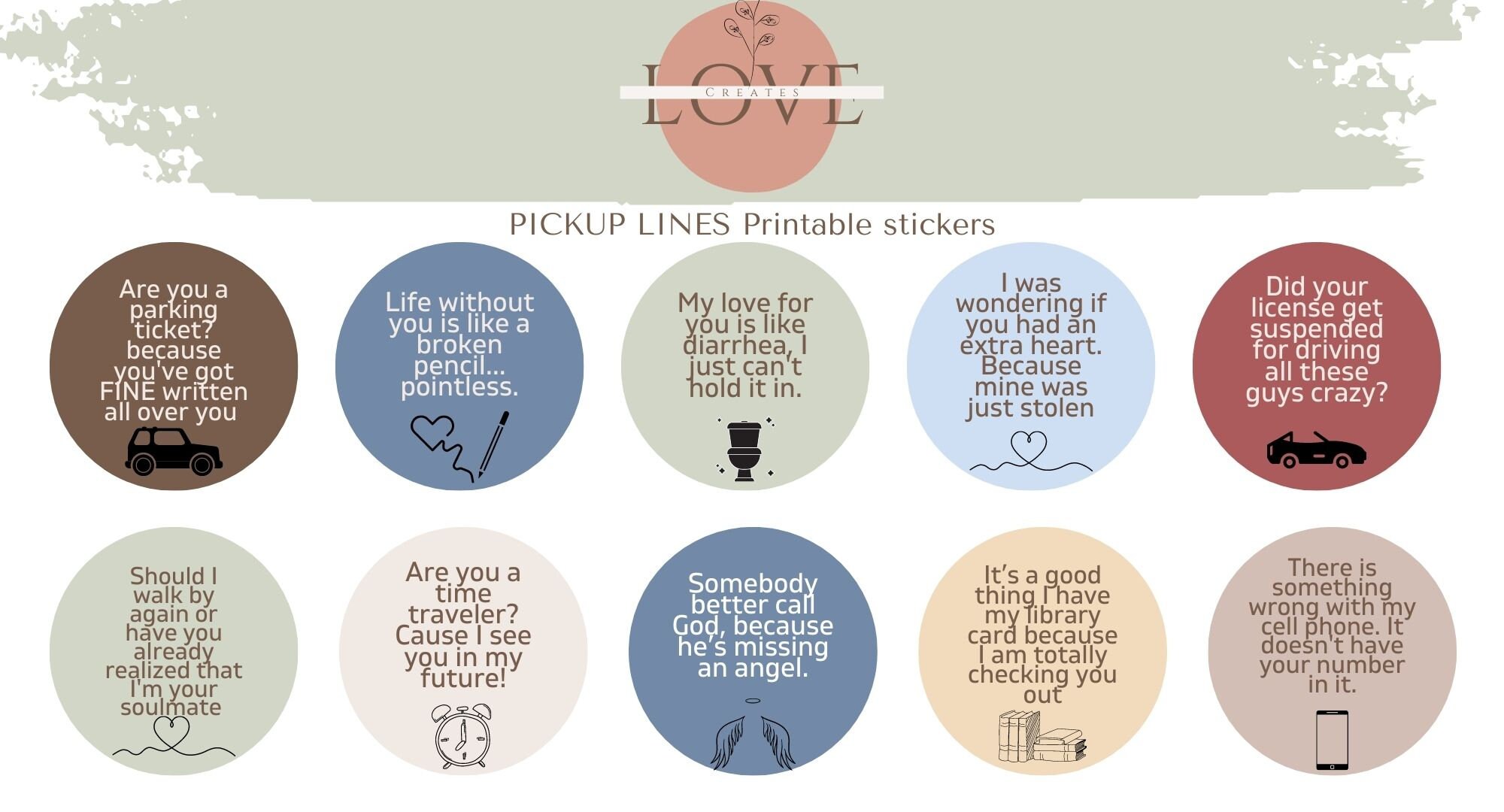 100+ Pickup Line Printable Set| Sticker Bundle| T-shirt| Mug| Laptop ...