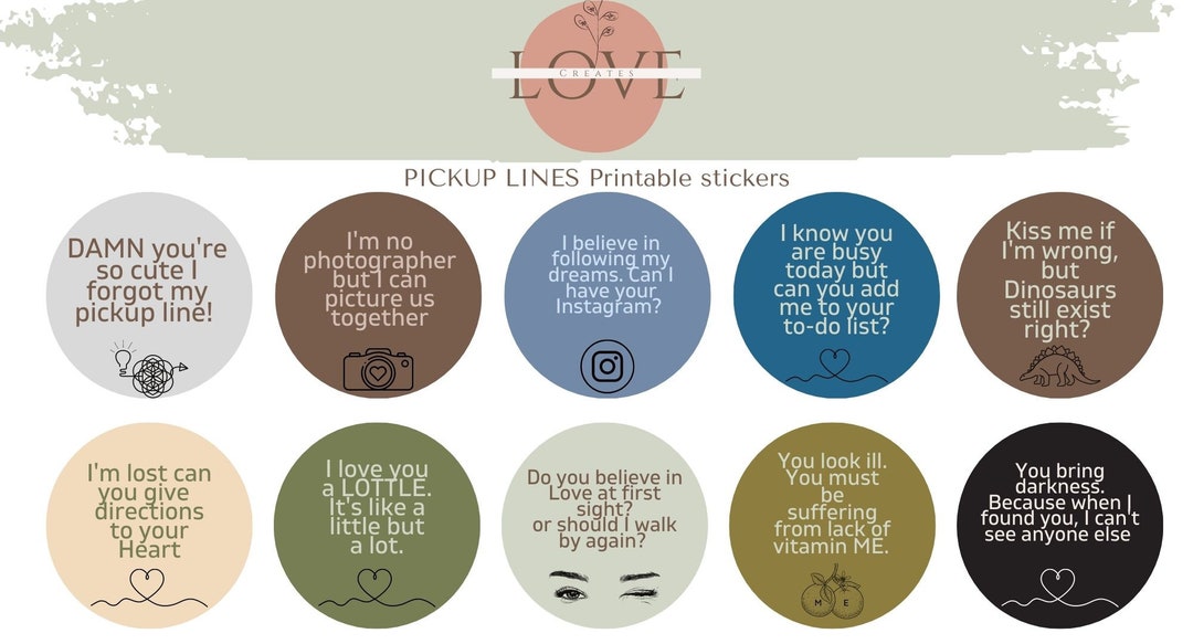 100+ Pickup Line Printable Set| Sticker Bundle| T-shirt| Mug| Laptop ...