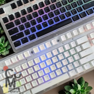 Russian Keycaps ISO Backlit Keycap Set, Black/white Pudding Keycap Set ...