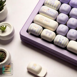 146 Keys Cute Purple Keycaps Emoji Keycaps, MOG Profile Keycaps, PBT ...