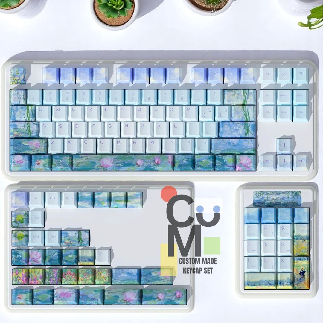 138 Keys Blue Keycaps, Custom Van Gogh Japanese Oil Painting Keycaps ...