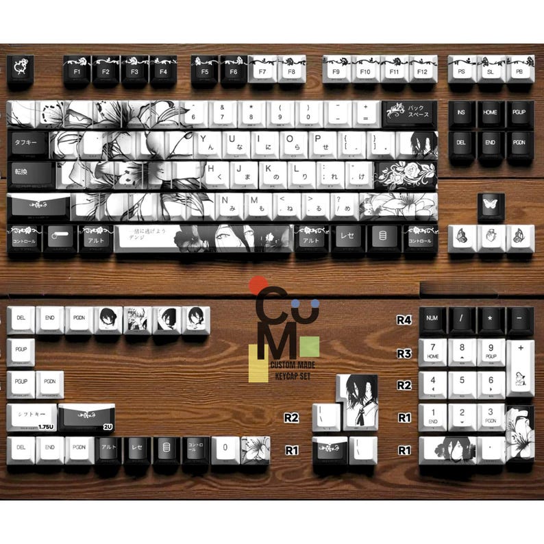 Japanese Style Keycap Set, Bomb Devil Shine-through Keycaps, PBT Cherry ...