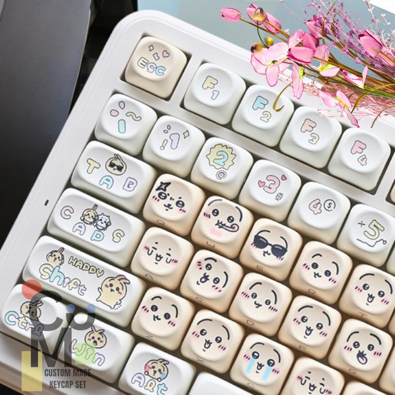 136keys Cute Keycaps, MOA Keycaps Emoji Keycaps, PBT Keycaps Cherry Mx ...