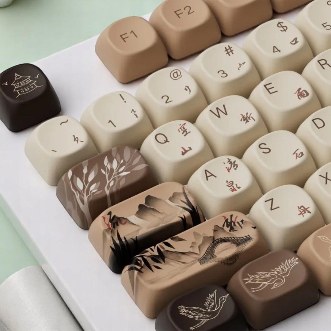 140 Mountain Painting Keycaps Set, Mechanical Keyboard, Dye-sub, MOA ...