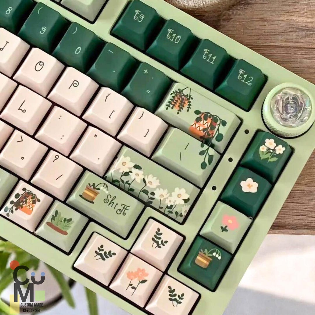 144 Keys Fresh Plants Keycap Set, Green Plants Keycaps, Cherry Profile ...