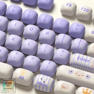 146 Keys Cute Purple Keycaps Emoji Keycaps, MOG Profile Keycaps, PBT ...