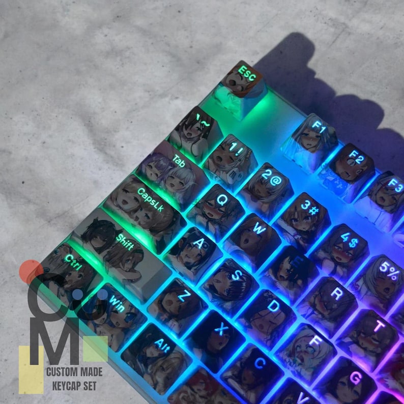 Custom Keycaps, Anime Keycaps Fubuki, 135 Keys Translucent Cute Keycaps ...