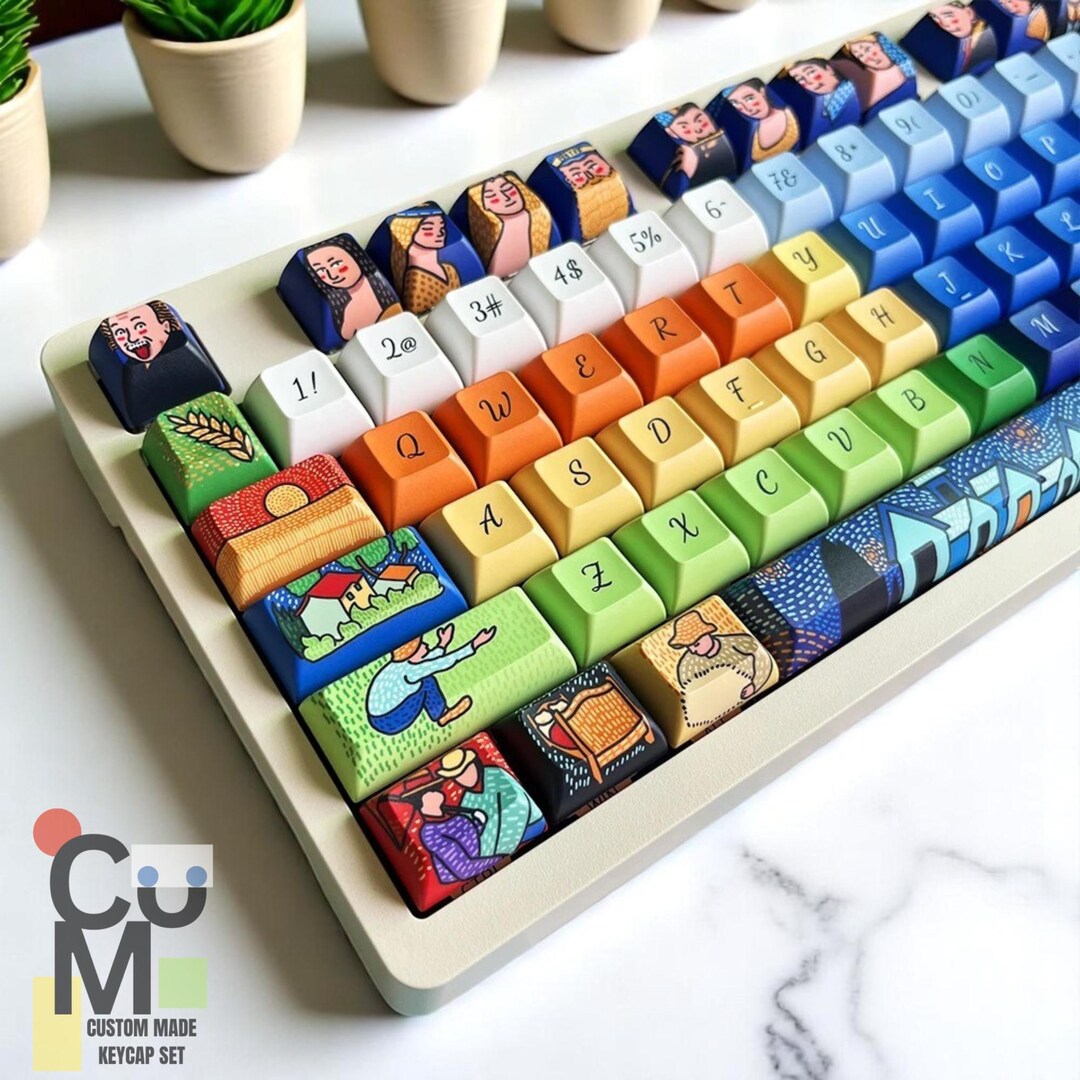 Custom Van Gogh Famous Painting Keycap Set Rainbow Color Keycaps ...