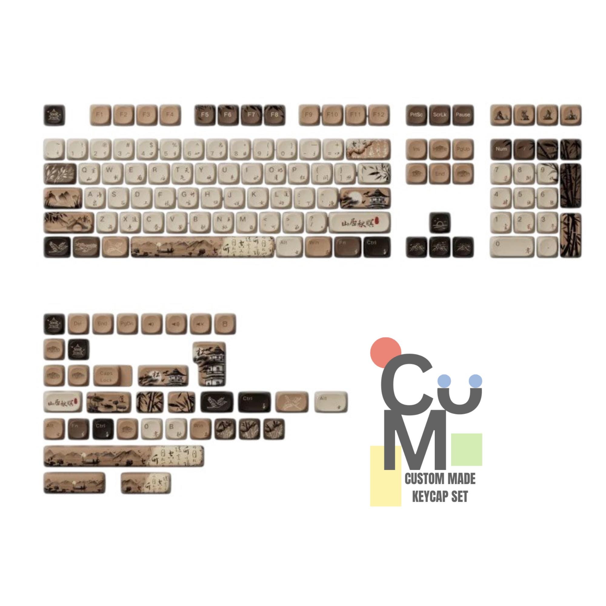 140 Mountain Painting Keycaps Set, Mechanical Keyboard, Dye-sub, MOA ...