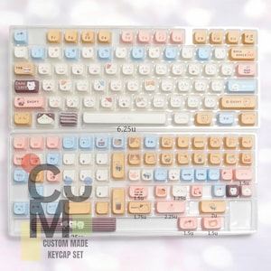 143 PCS Cute Cat Keycaps MAO Profile Anime Keycap Set for Mechanical ...