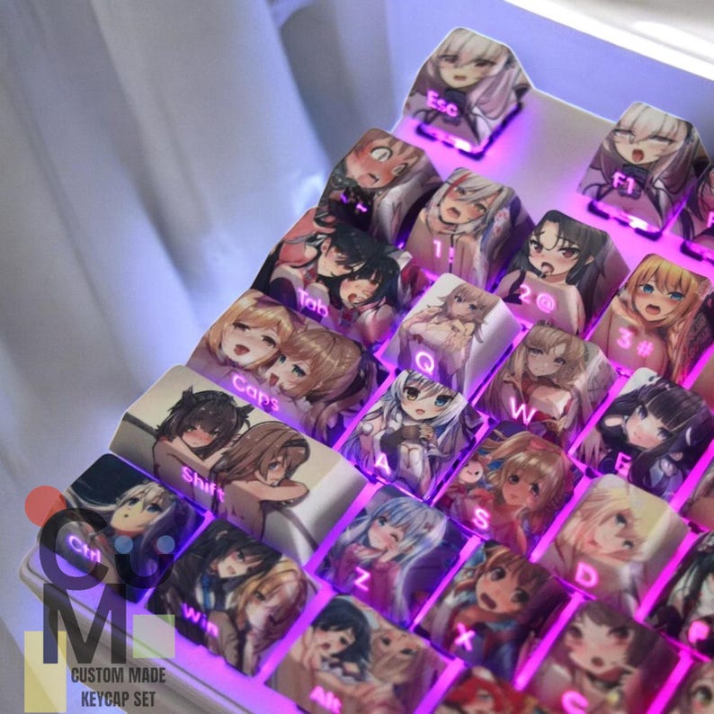 Custom Keycaps, Anime Keycaps Fubuki, 135 Keys Translucent Cute Keycaps ...