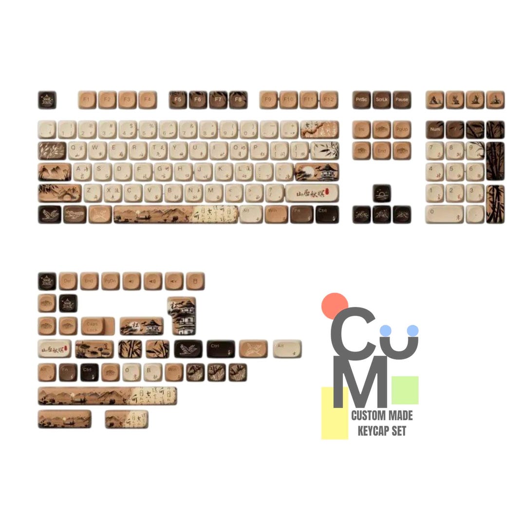 140 Mountain Painting Keycaps Set, Mechanical Keyboard, Dye-sub, MOA ...