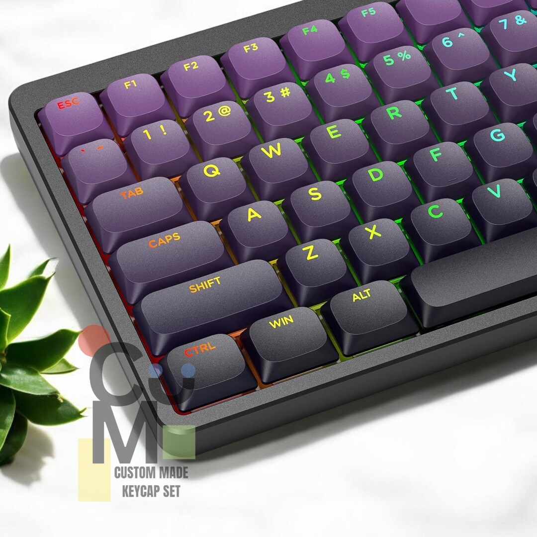 Gradient Purple Low Profile Keycap Set, Shine Through RGB Keycaps Set ...