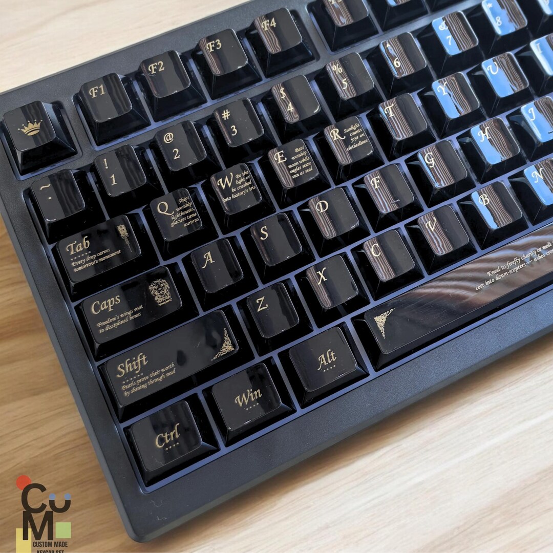 Black Glossy Keycap Set: 115 Keys, Cherry Profile - Etsy