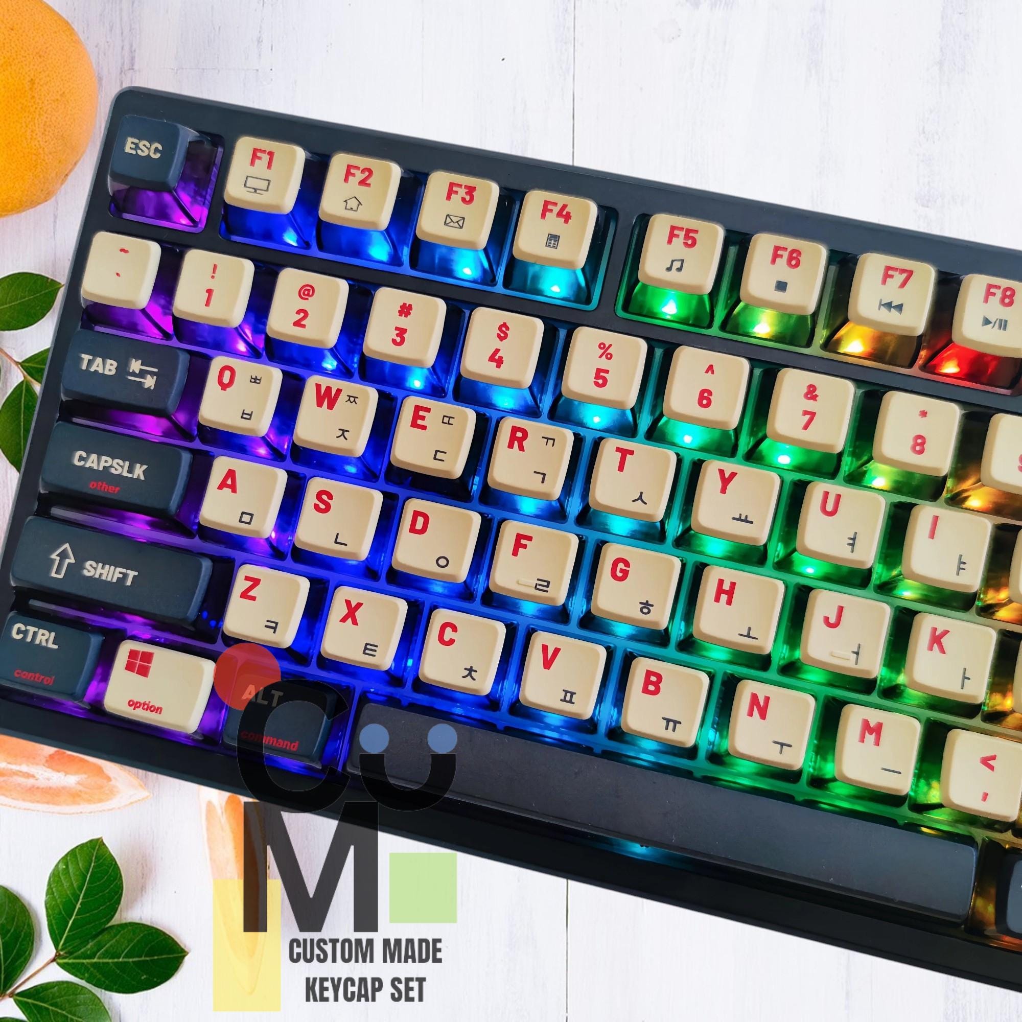 Custom Hangul Backlit Keycap Set, Retro Keycaps, Girly Keycaps, Korean ...