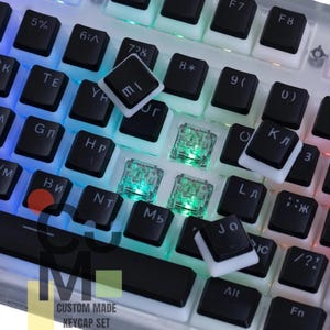 Russian Keycaps ISO Backlit Keycap Set, Black/white Pudding Keycap Set ...