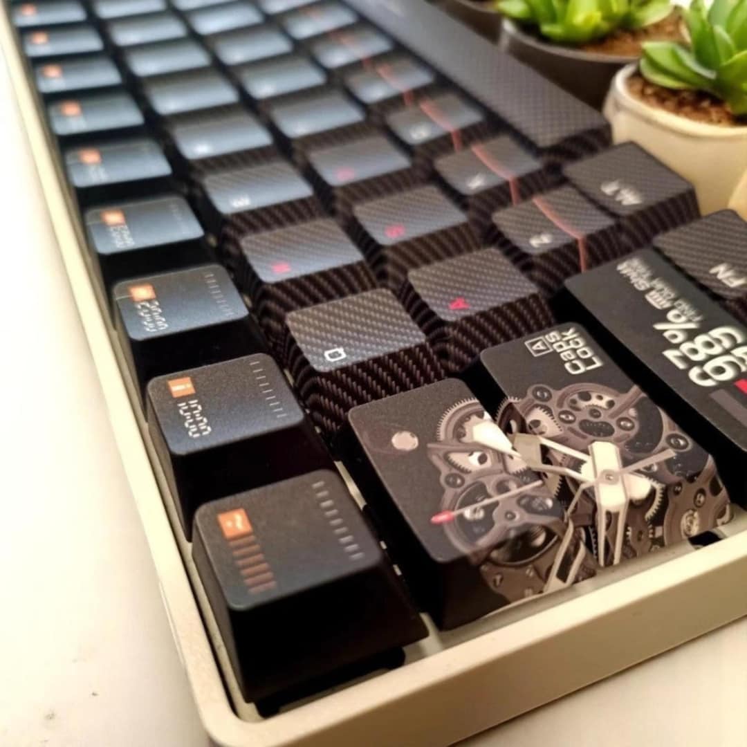 Time Theme Keycap Set, Carbon Fiber Black PBT, Cherry Profile - Etsy