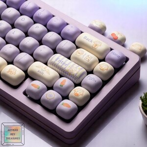 146 Keys Cute Purple Keycaps Emoji Keycaps, MOG Profile Keycaps, PBT ...