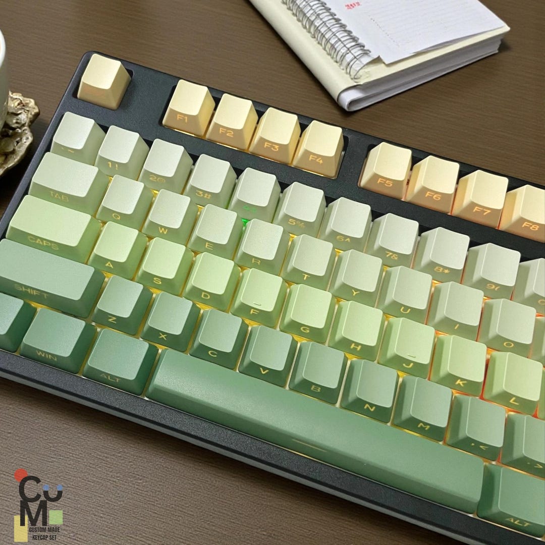 Grape Green Gradient Keycap Set: PBT Double Shot, OEM Profile, Backlit ...
