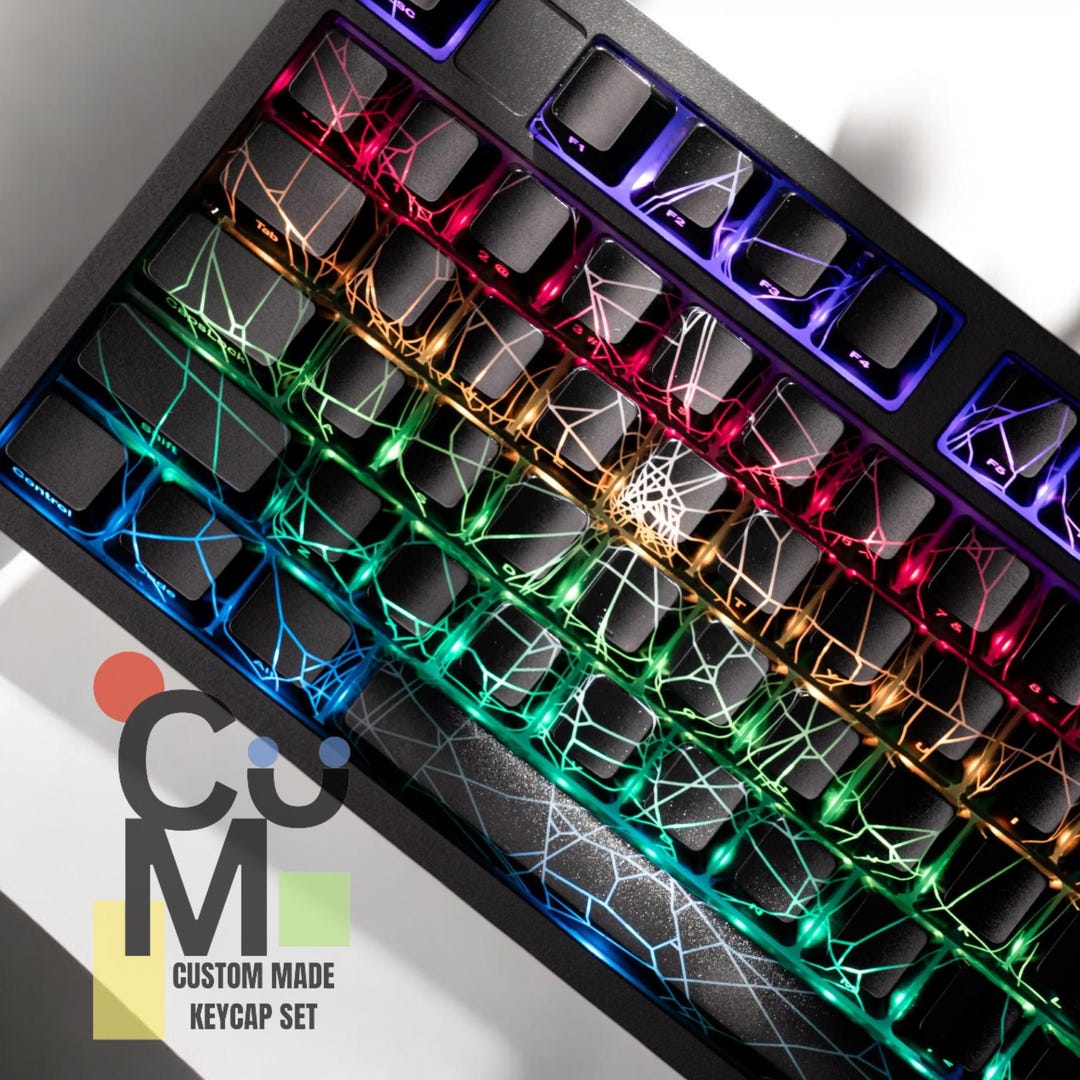 Keycap Set Backlit, SPIDER Pattern Shine Through Keycaps OEM Profile ...
