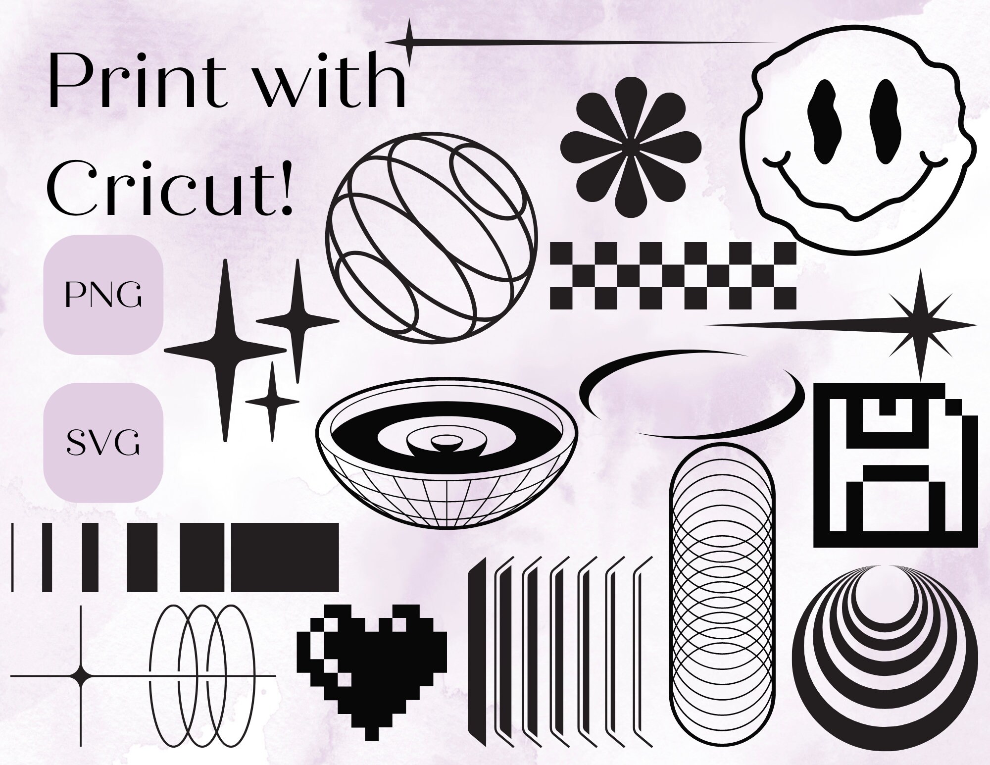 Y2K SVG Bundle, Big Bundle SVG File for Cricut, Retro/aesthetic ...