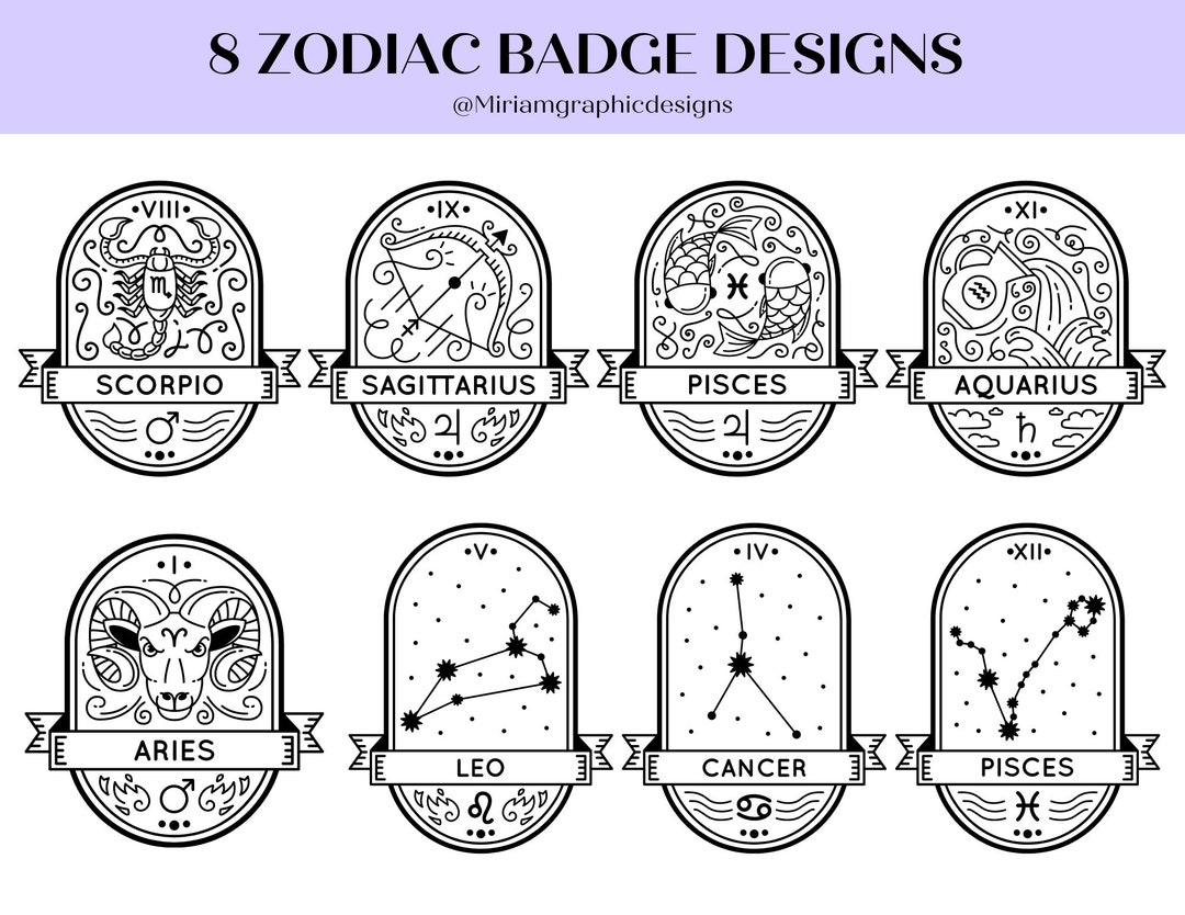 Zodiac Badges SVG Bundle, Big Bundle PNG Files for Cricut, Aries ...