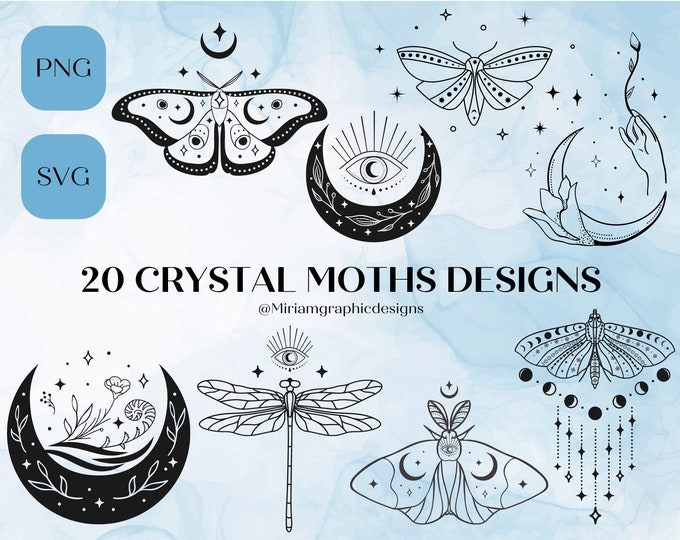 Crystal Moth SVG Bundle, Big Bundle SVG Datei für Cricut, Crystals/Mth ...