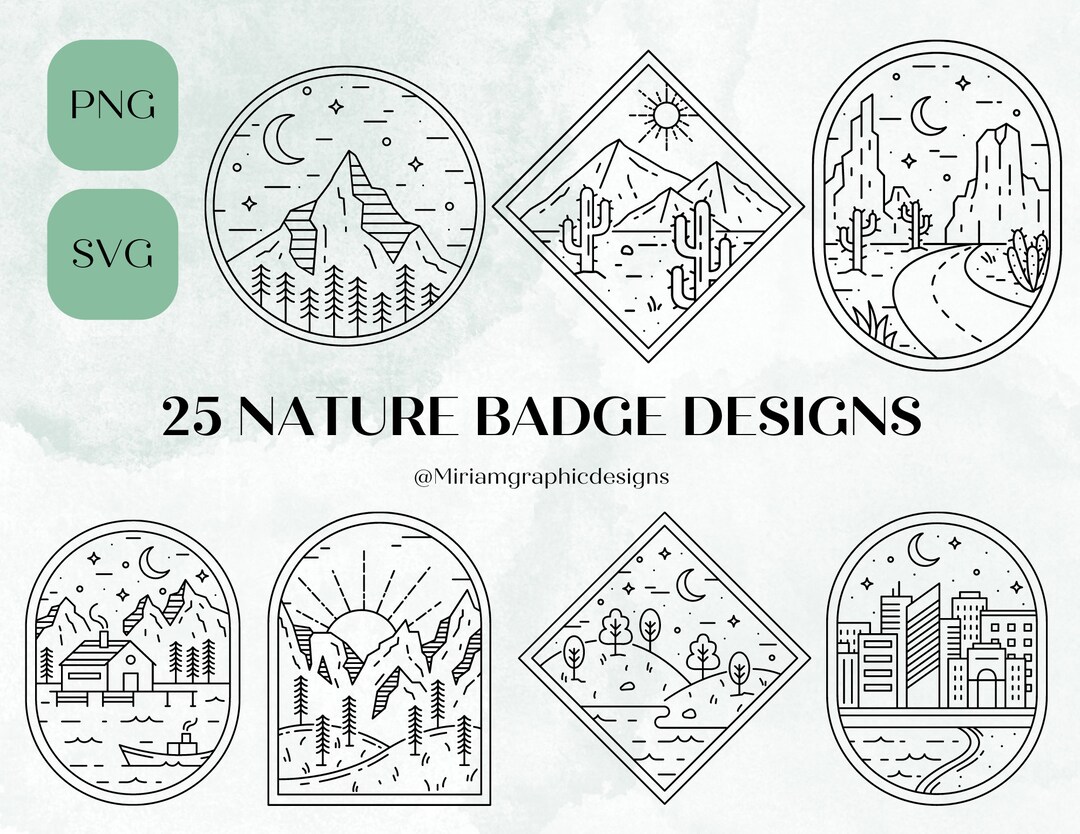 Nature Badge SVG Bundle, Big Bundle SVG File for Cricut, Hiking ...