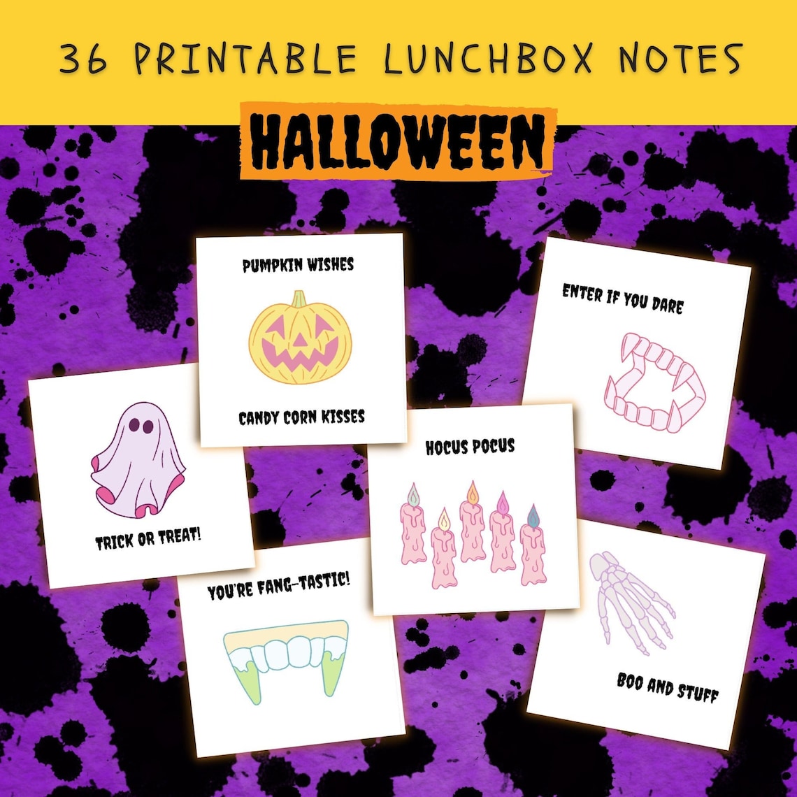 Printable Halloween Lunchbox Notes Lunch Box Notes for - Etsy