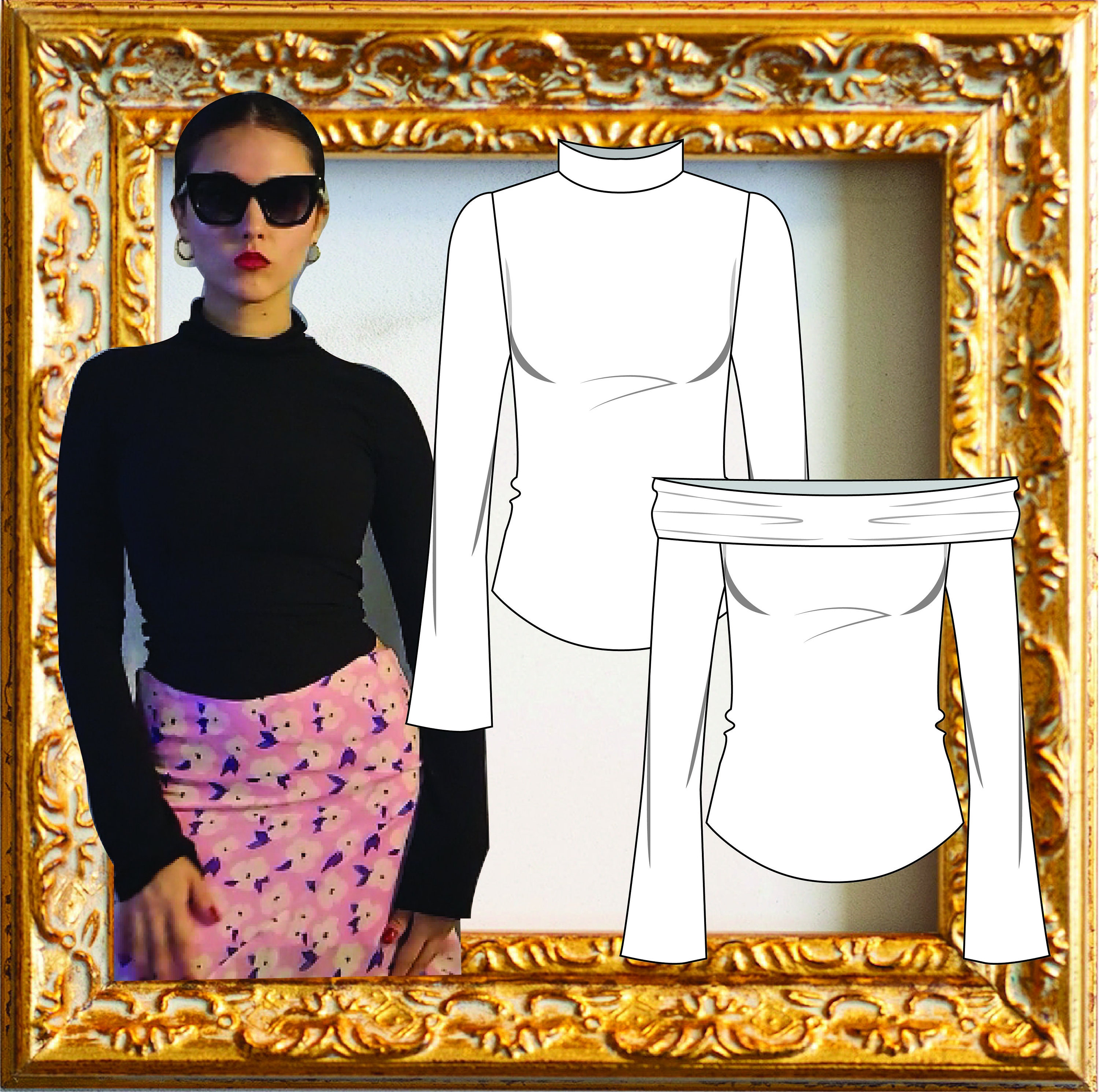 PDF Flared Sleeve Mock off Shoulder Top Sewing Patterndigital Sewing ...