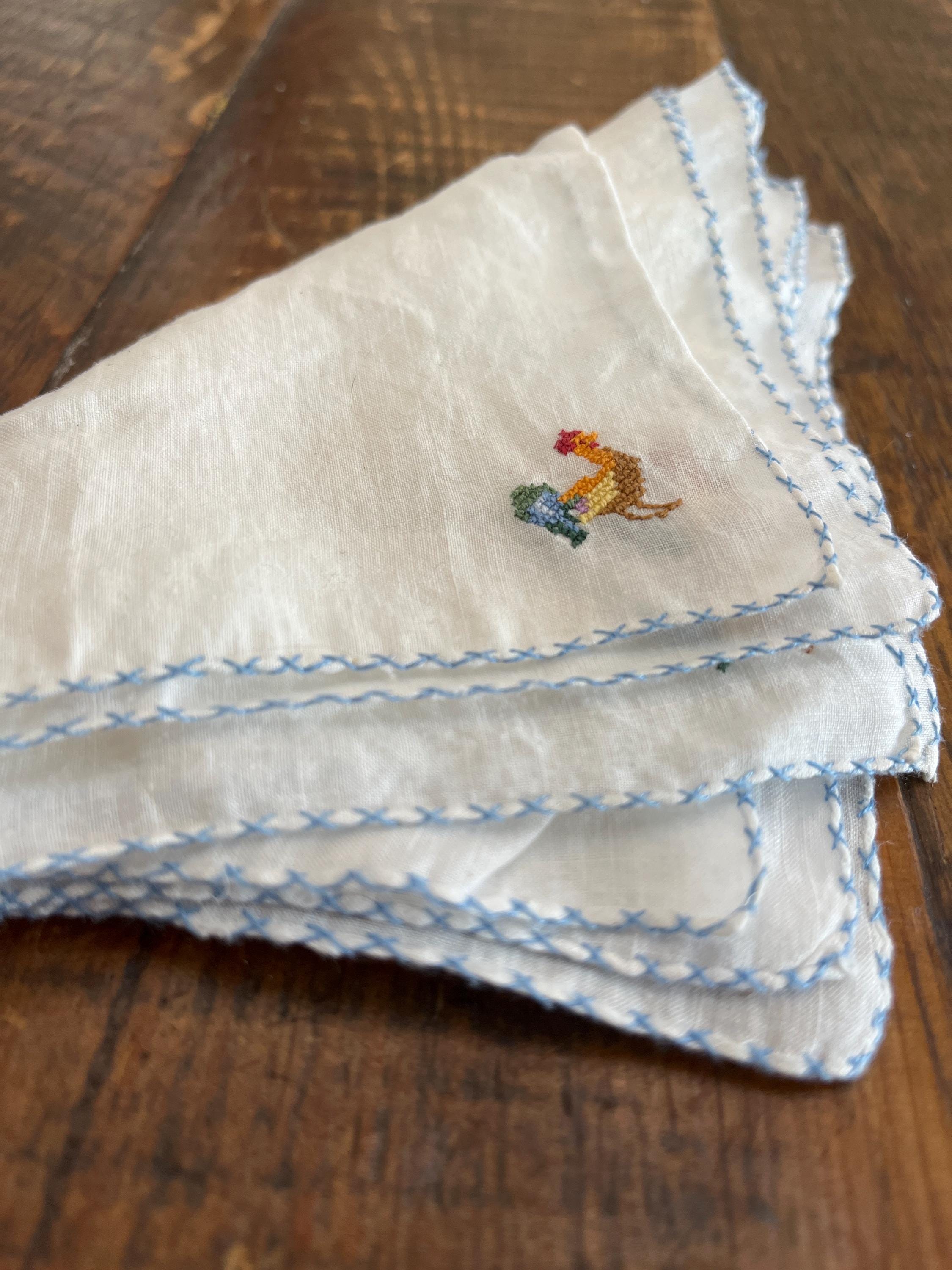 Hand Embroidered Chicken Napkins - Etsy