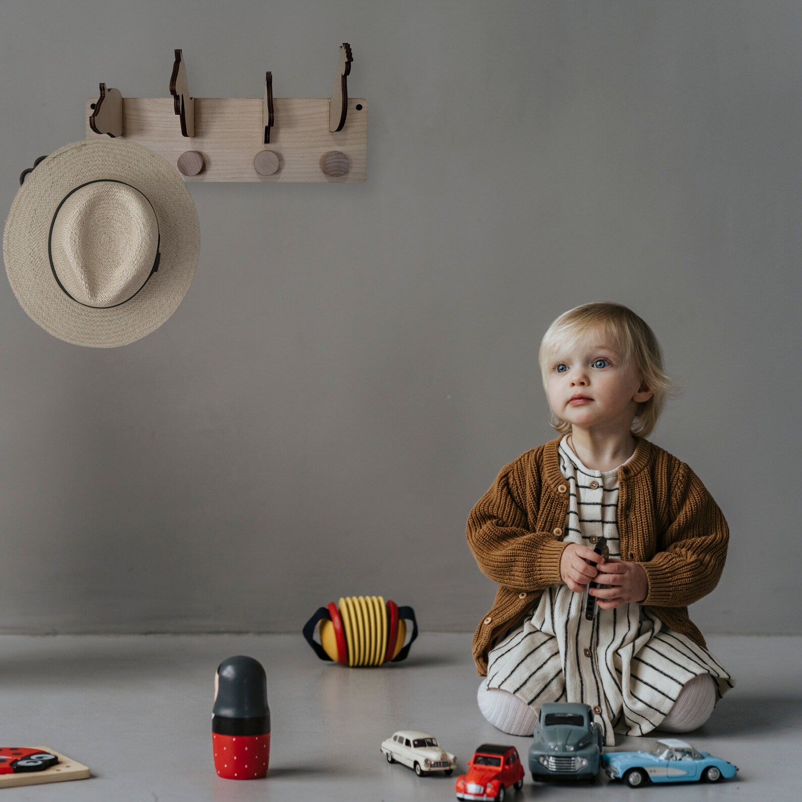 Wooden Farm Animals Coat Rack for Kids, Nursery Wall Hanger With Animal ...