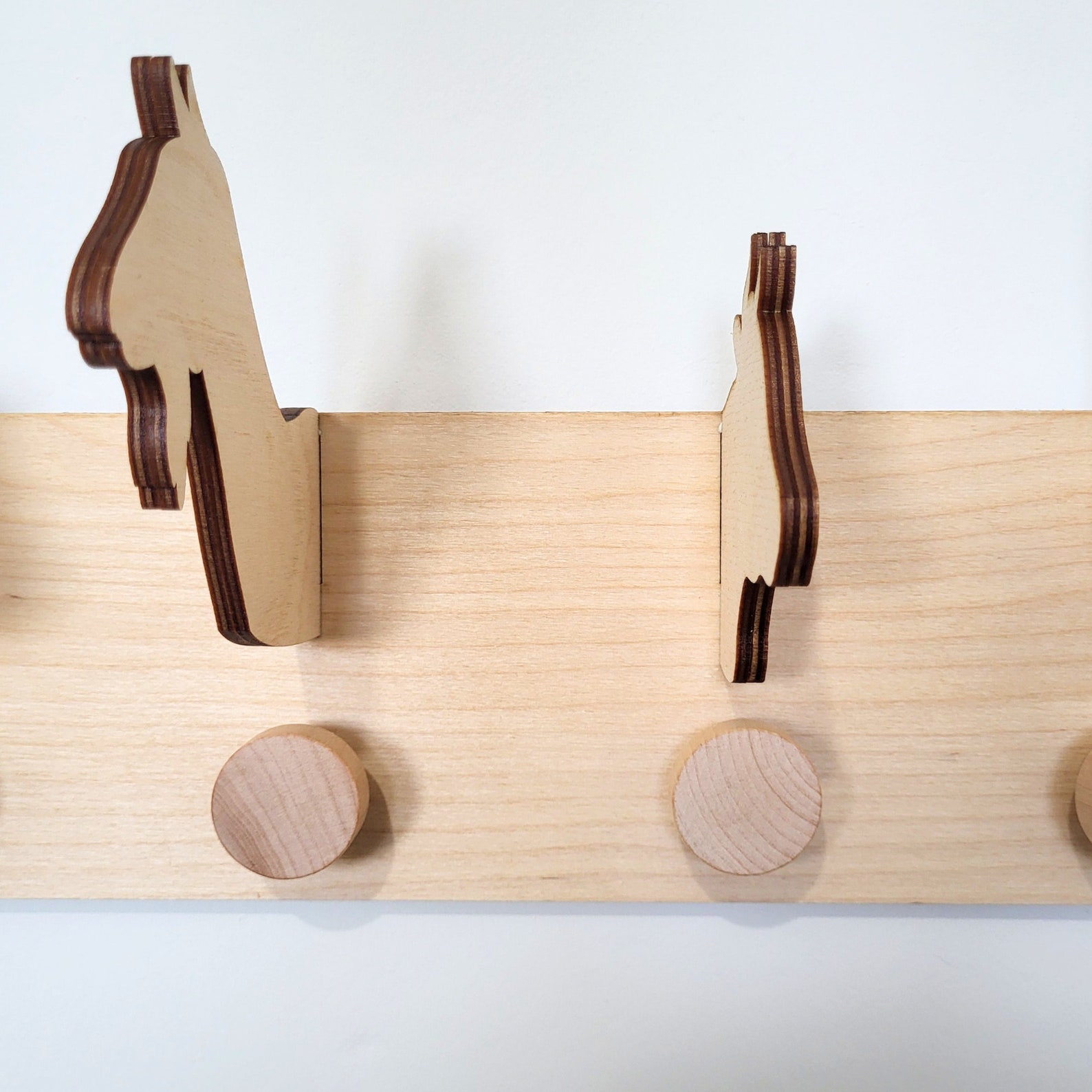 Wooden Farm Animals Coat Rack for Kids, Nursery Wall Hanger With Animal ...