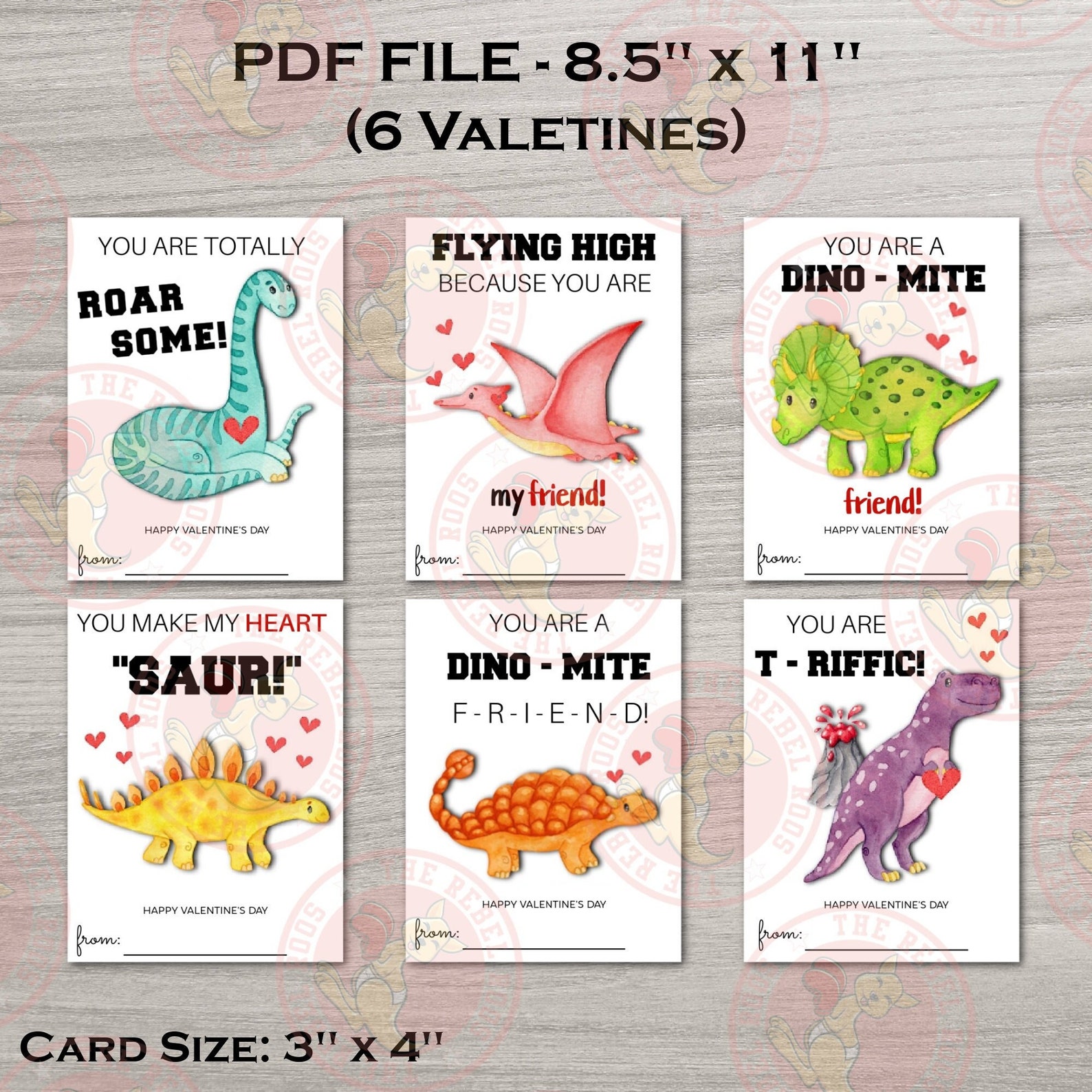 Printable Dinosaur Valentine's Day Cards, Dinosaur Classroom Valentine ...