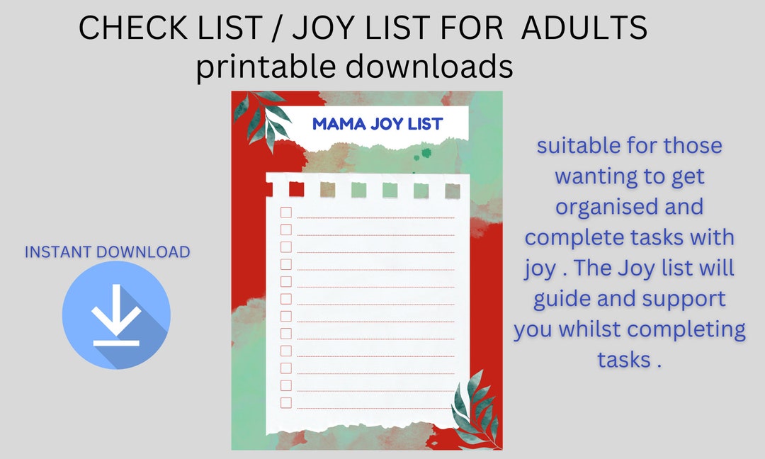 Joy List - Printable, Descriptions Template, Etsy Shop Workbook, Etsy ...