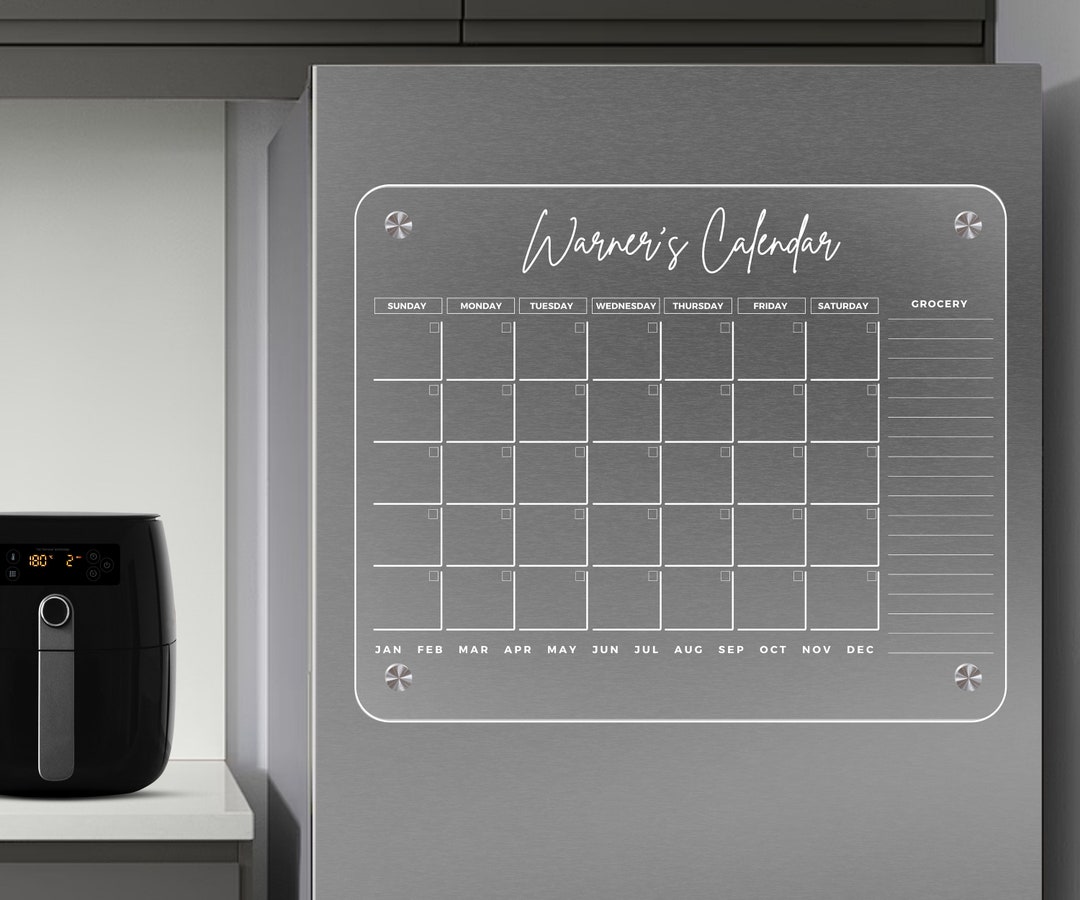 Kitchen Refrigerator Calendar Clear Dry Erase Board With 12 Erasable ...