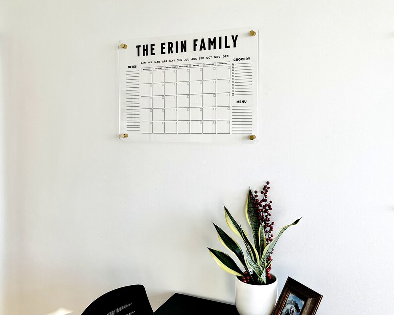 PERSONALIZED Acrylic Family Planner Dry Erase Monthly Calendar Monthly ...