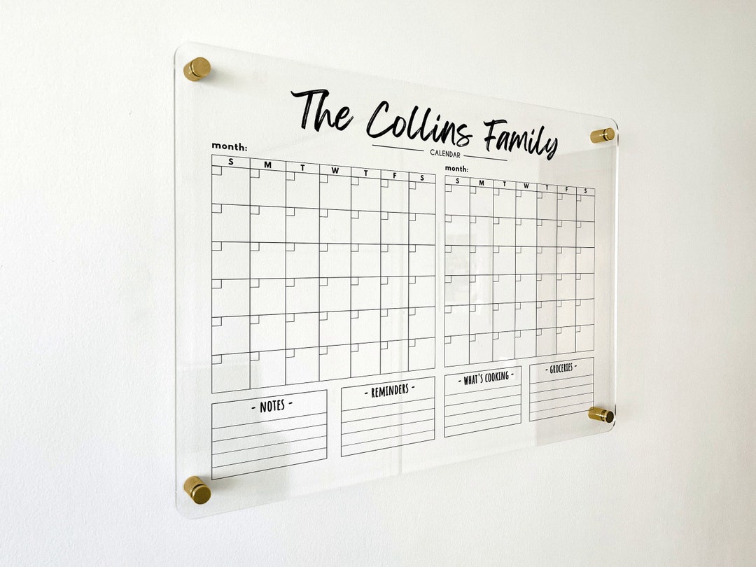 Personalized TWO MONTH Calendar Family Calendar Monthly Planner Hanging ...